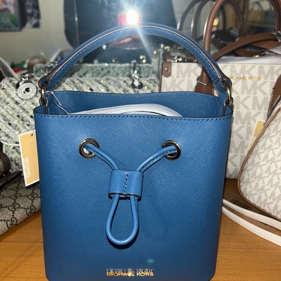 Michael Kors | Bags | Michael Kors Blue Bucket Bag | Poshmark